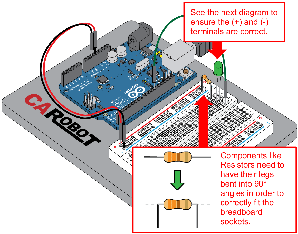 Circuit 01 - Blinking a LED | Learn at CAROBOT
